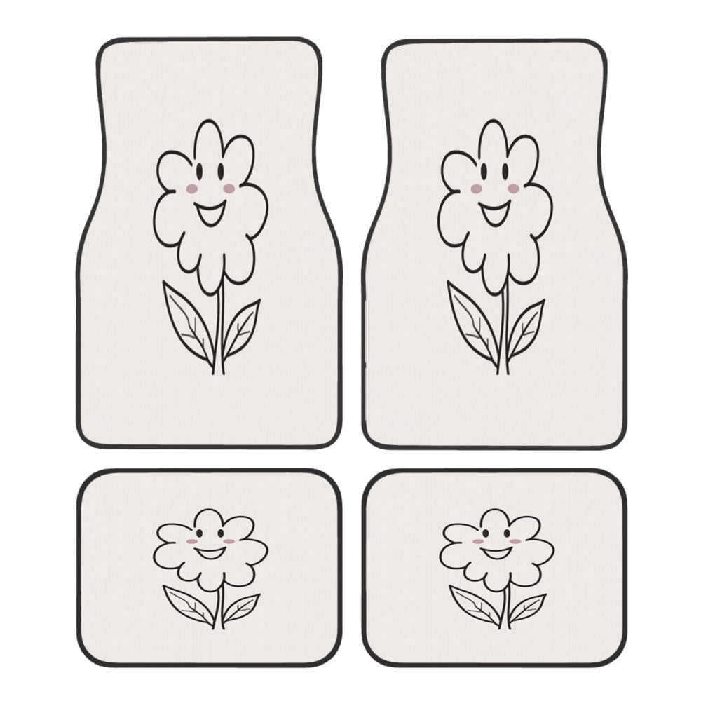 4-Piece Car Floor Mats Set, Smiley Cute Flower Crystal Velvet ...