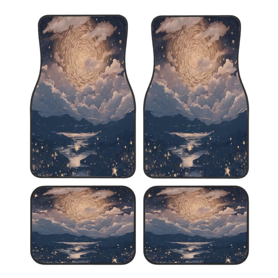 4-Piece Car Floor Mats Set, Starry Sky Crystal Velvet Automotive Front ...
