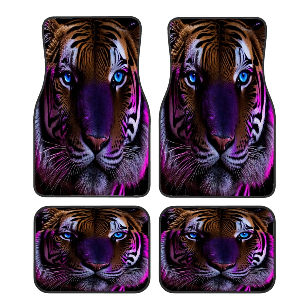 4-Piece Car Floor Mats Set, Tiger'S Face Crystal Velvet Automotive ...