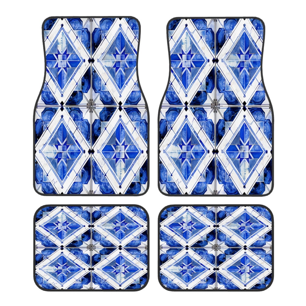 4-Piece Car Floor Mats Set, Ultramarine Crystal Velvet Automotive Front ...