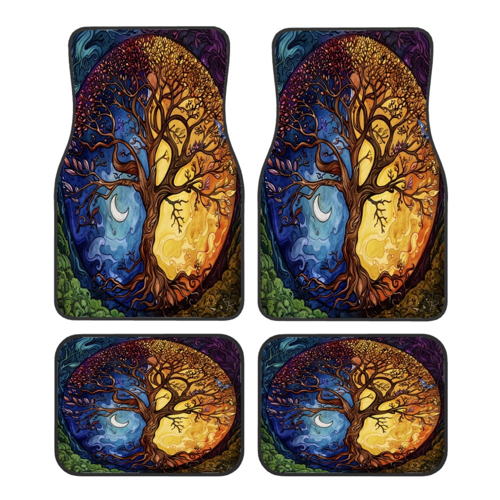 4-Piece Car Floor Mats Set, World Tree Crystal Velvet Automotive Front ...