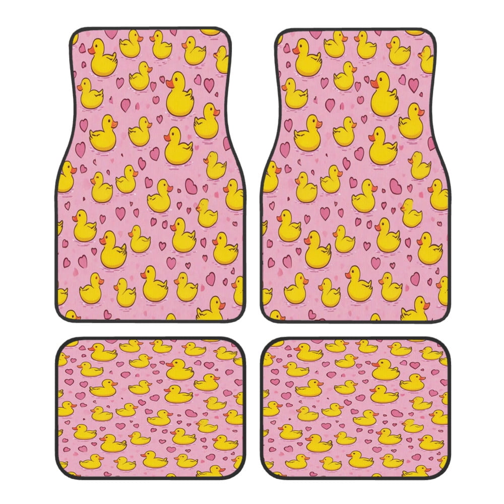 4-Piece Car Floor Mats Set, Yellow Rubber Ducks Crystal Velvet ...