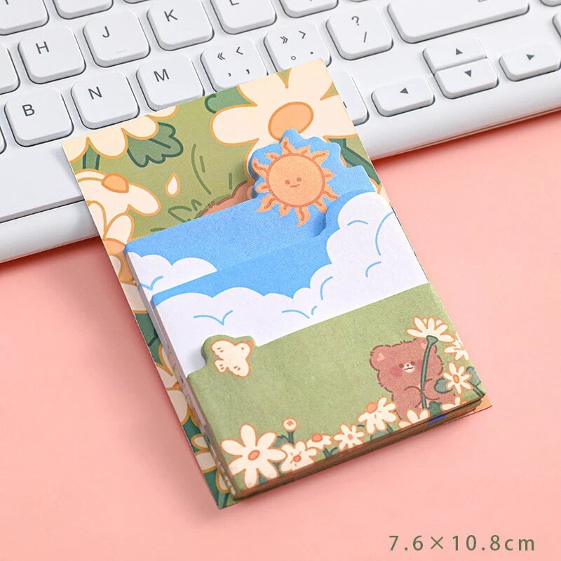4 Piece Cartoon Adhesive Cute Sticky Notes Notepad Memo Pad Stationery ...