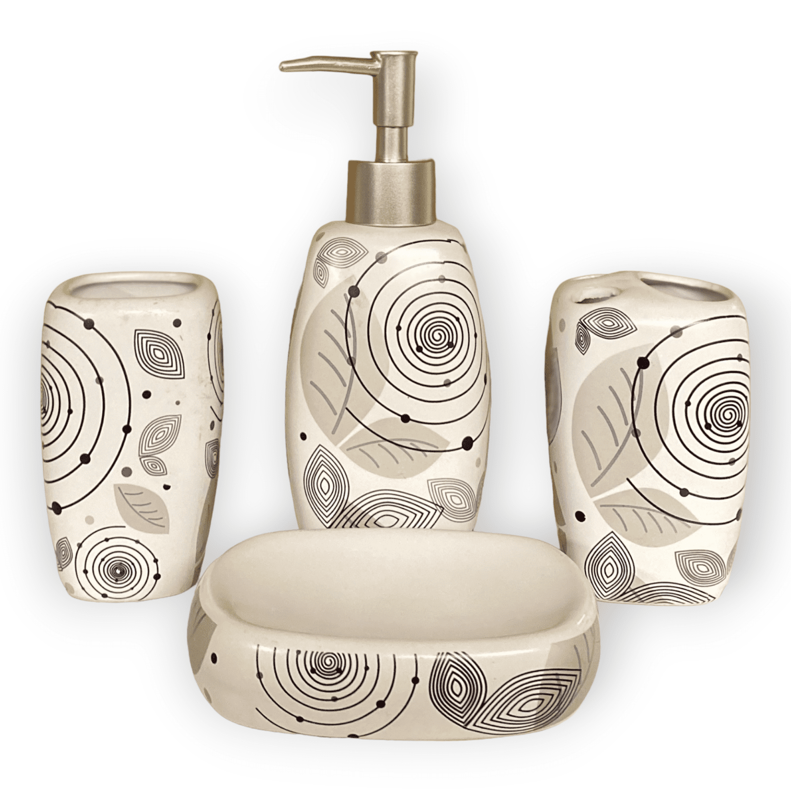 Empire Home Fashion 4 Piece Ceramic Bathroom Accessory Set - Walmart.com