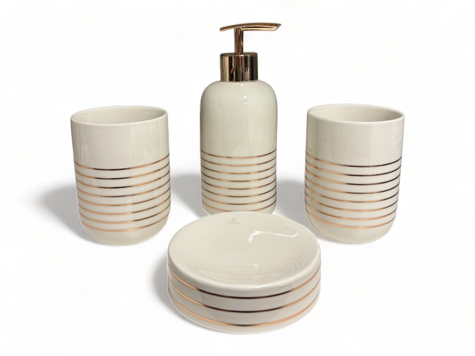 4 Piece Ceramic Bathroom Accessory Set, Toothbrush Holder, Soap ...