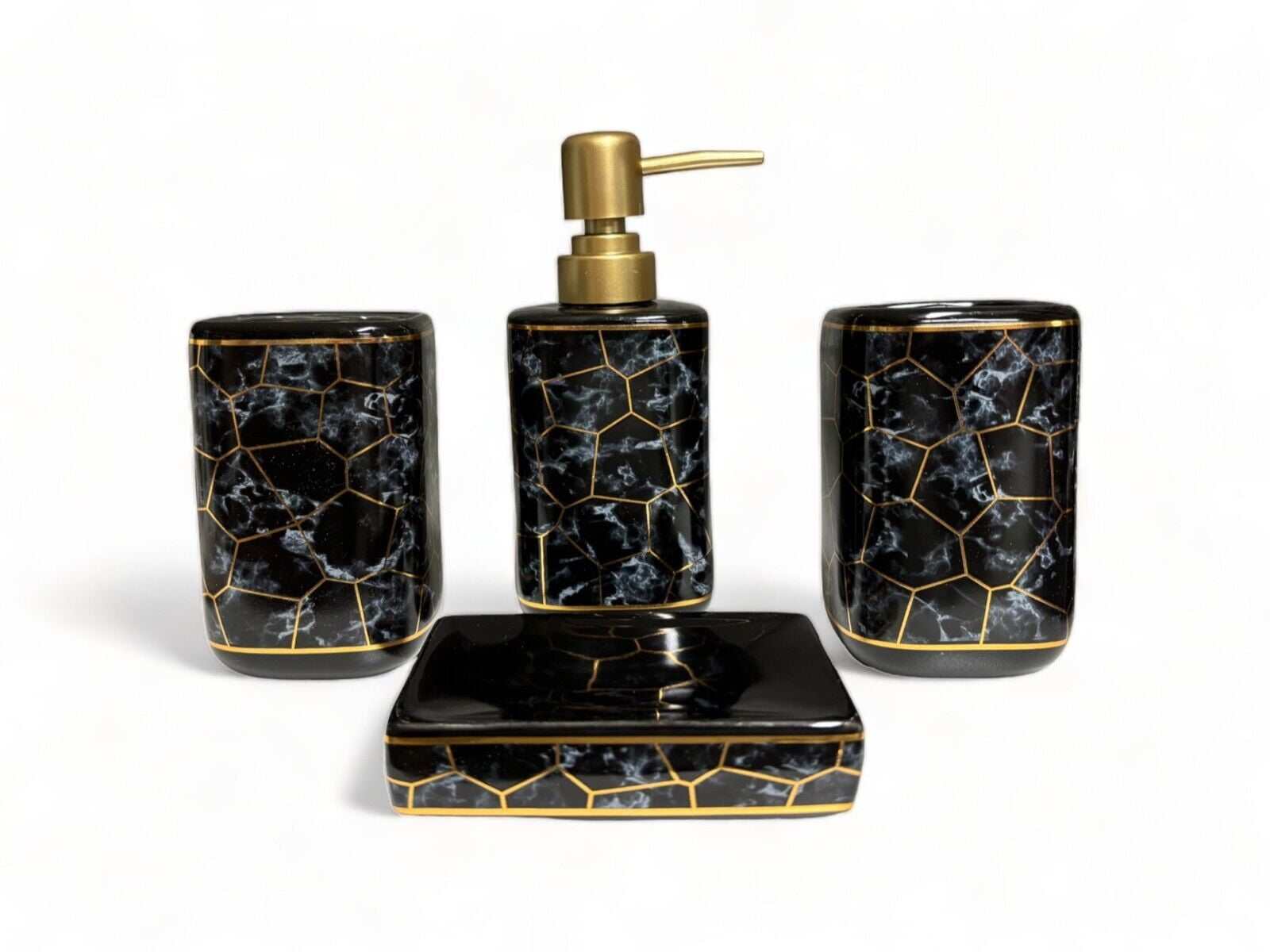 4 Piece Ceramic Bathroom Accessory Set, Toothbrush Holder, Soap ...