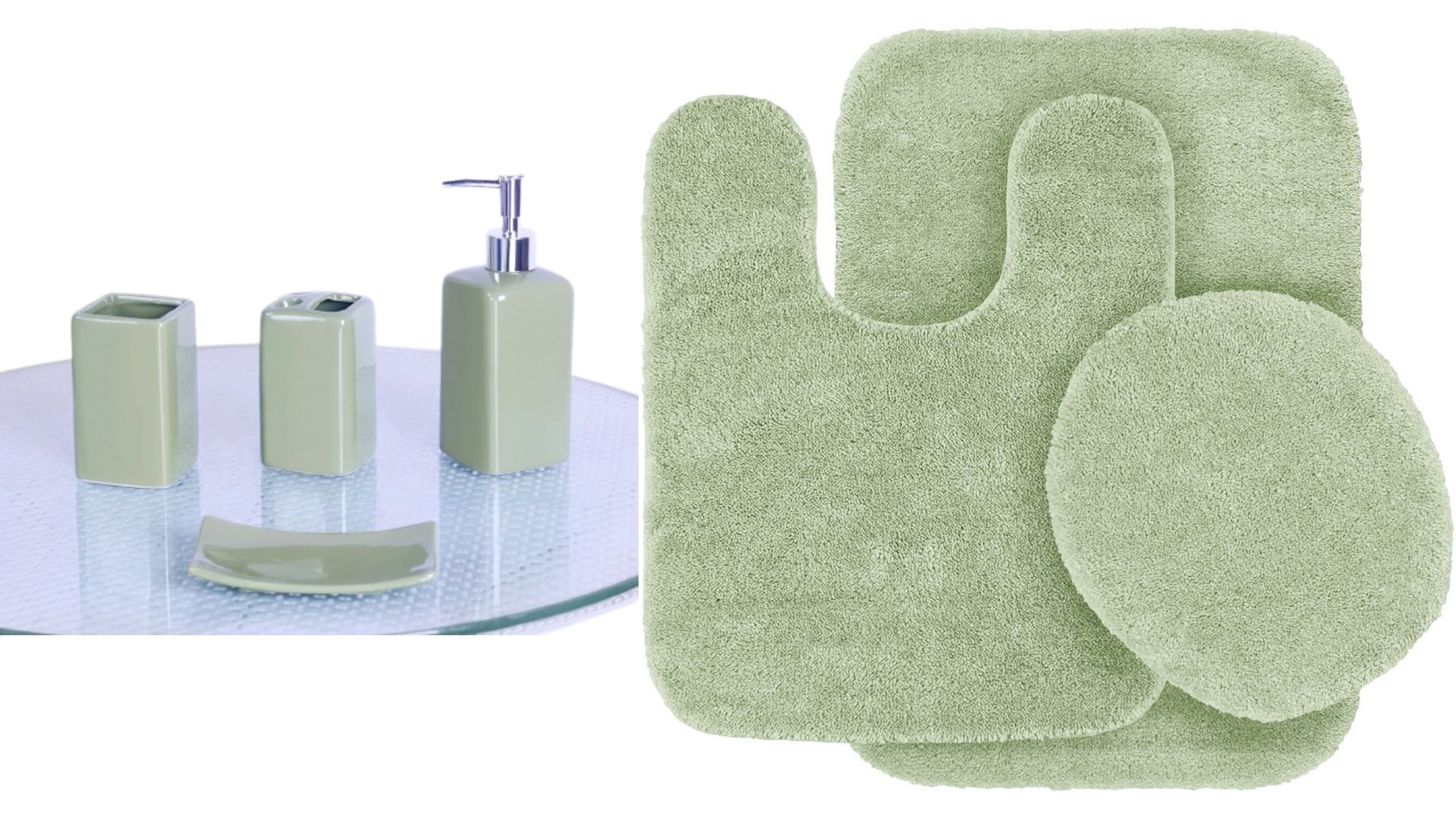 4-Piece Chenille Bathroom Linen Set with 4 Ceramic Accessories ...