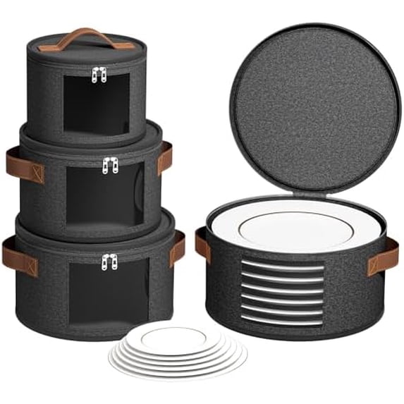 4 Piece China Storage Containers, Dish Storage Containers with Clear ...