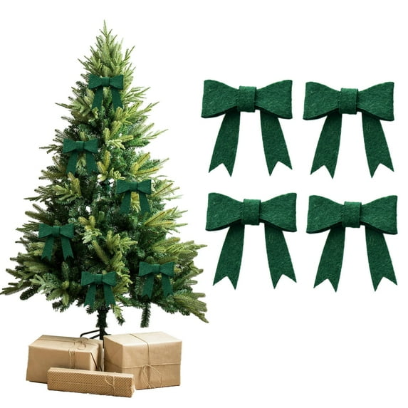 4-Piece Christmas Bow Set, DIY Holiday Decorations Kit, Cloth Bows for ...