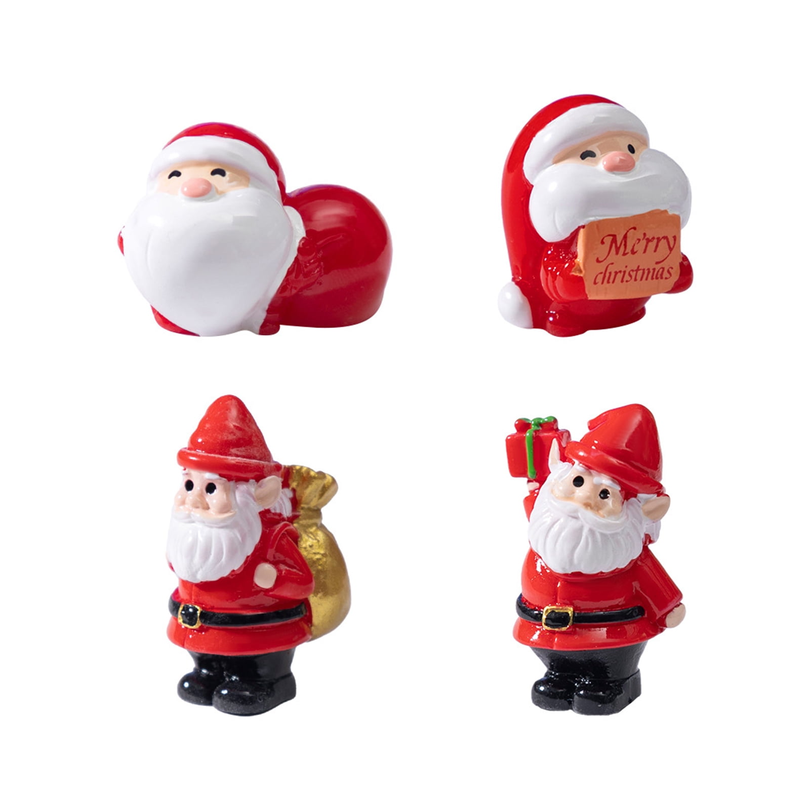 4 Piece Christmas Cartoon Santa Desk Decors Resin Miniature Figurines ...