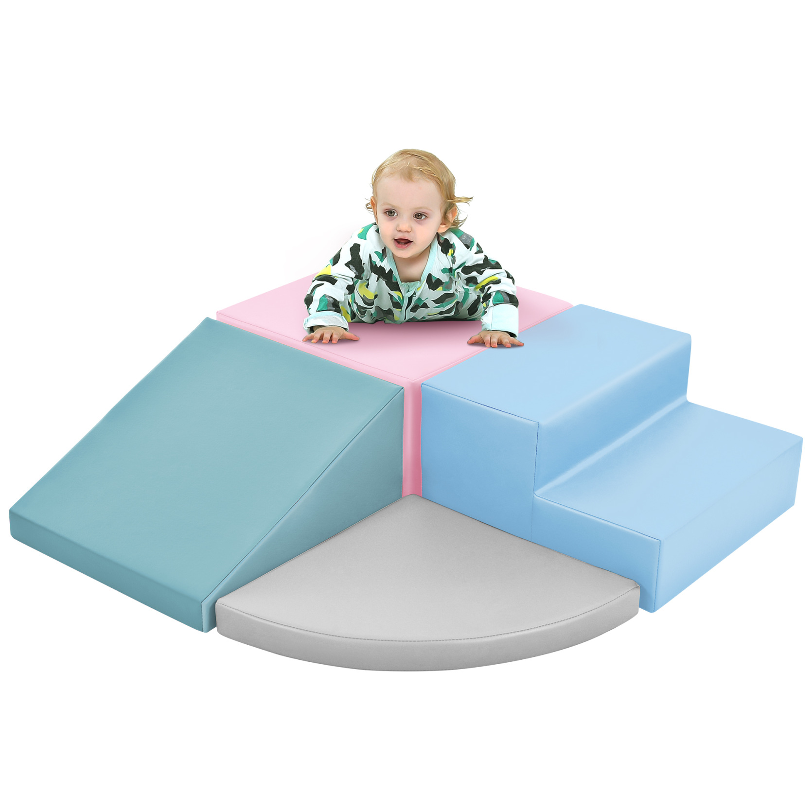 4 Piece Climb and Crawl Foam Playset, Safe Soft Foam for Crawling and ...