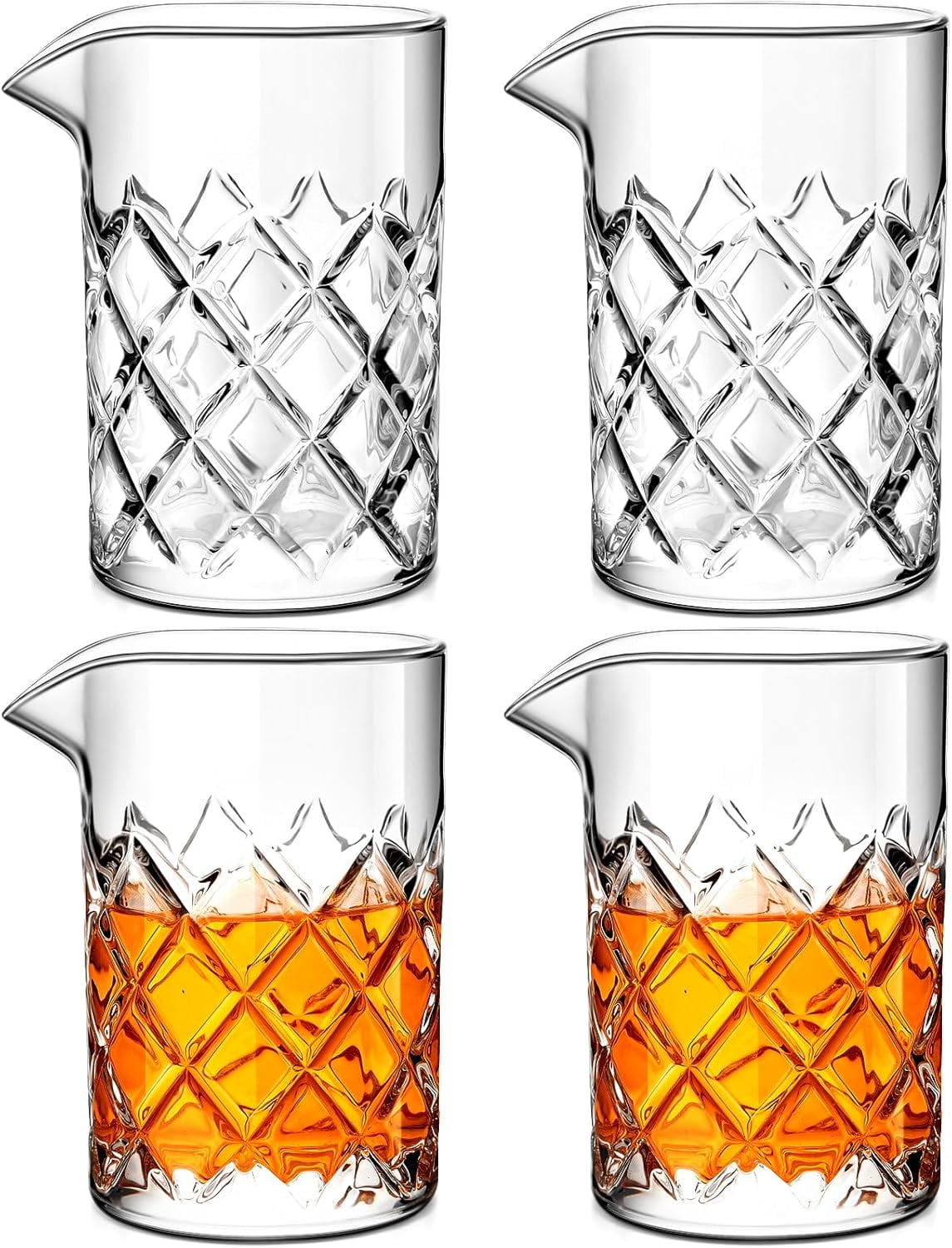 4-Piece Cocktail Mixing Glass Set Crystal Cocktail Stirring Glass Thick ...