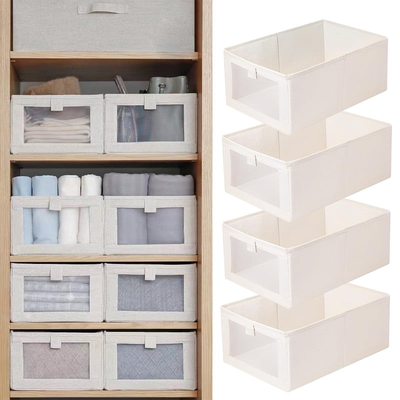 4-Piece Collapsible Closet Organizer with Clear Windows for Organizing ...
