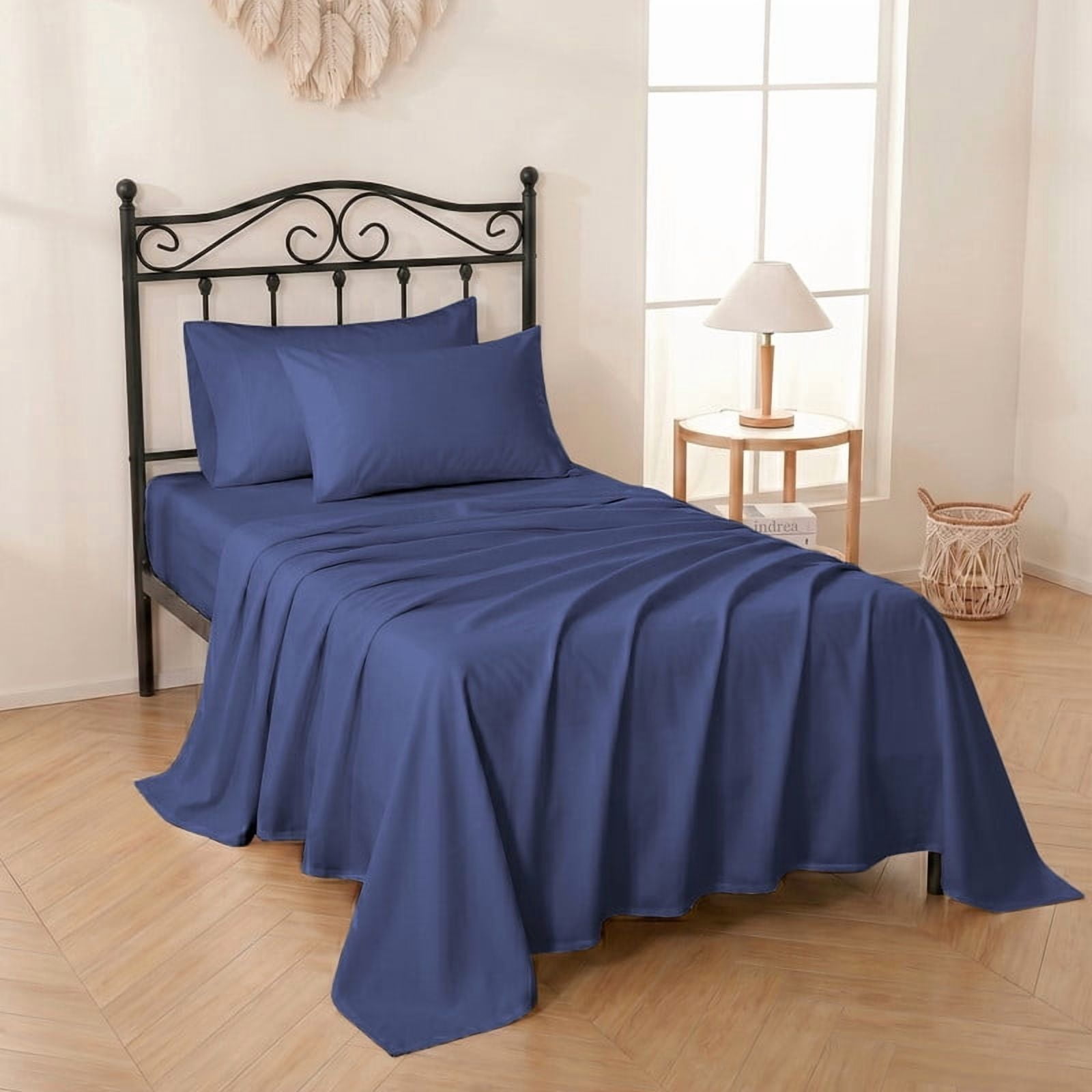 4 Piece Cot Sheet Set Mediterran-Blue Solid Size (25" x 75"), 100% ...