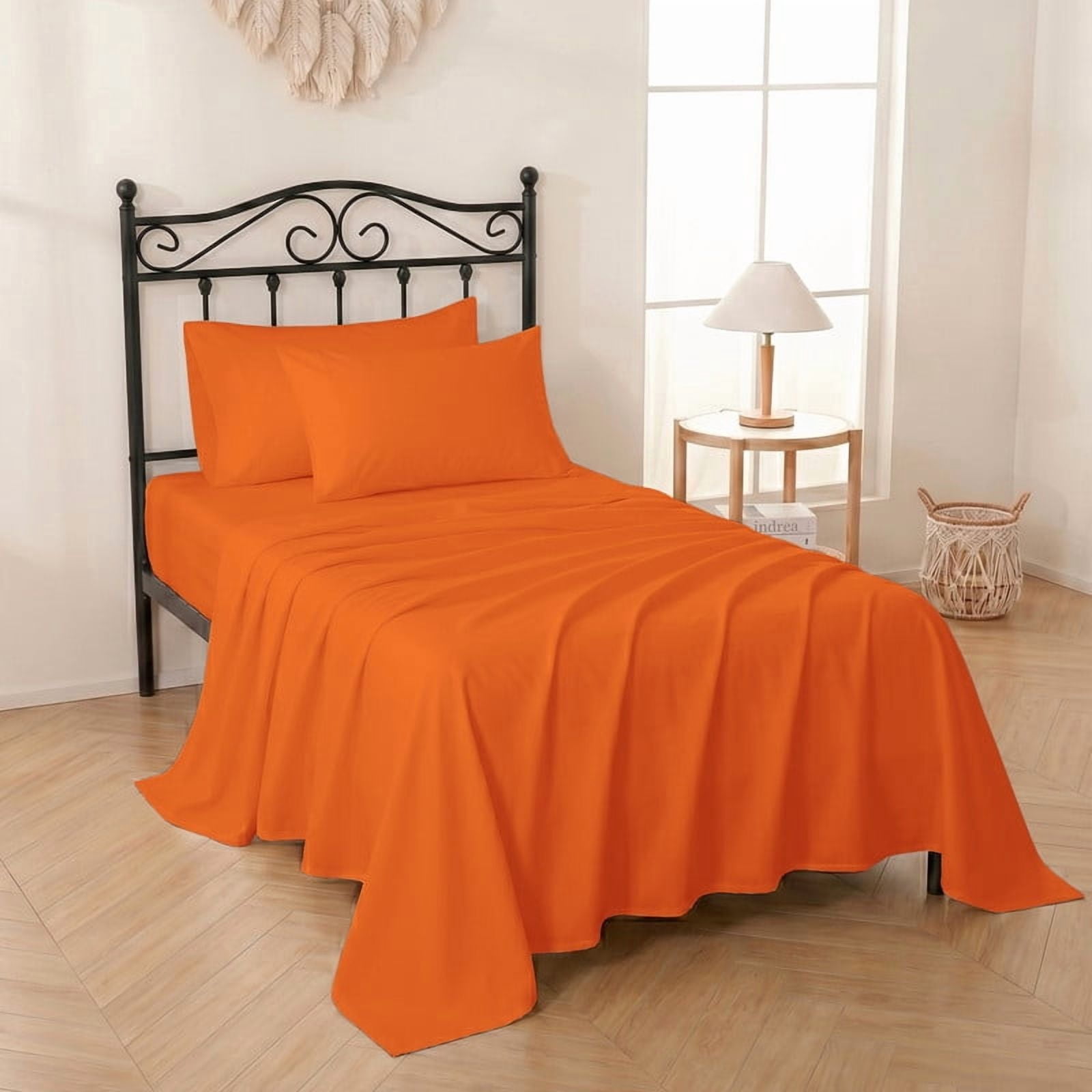 4 Piece Cot Sheet Set Orange Solid Size (32" x 75 " ), 100% Egyptian ...