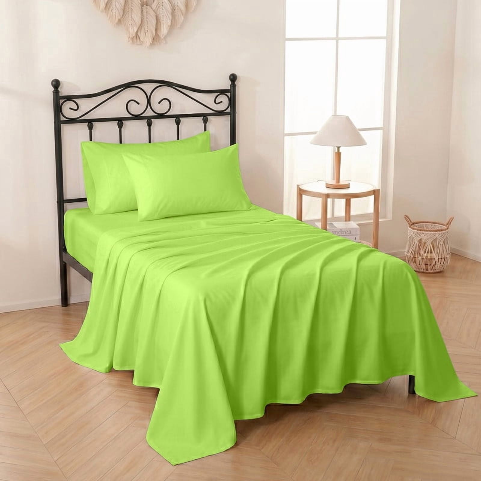 4 Piece Cot Sheet Set Parrot-Green Solid Size (30" x 75 " ), 100% ...