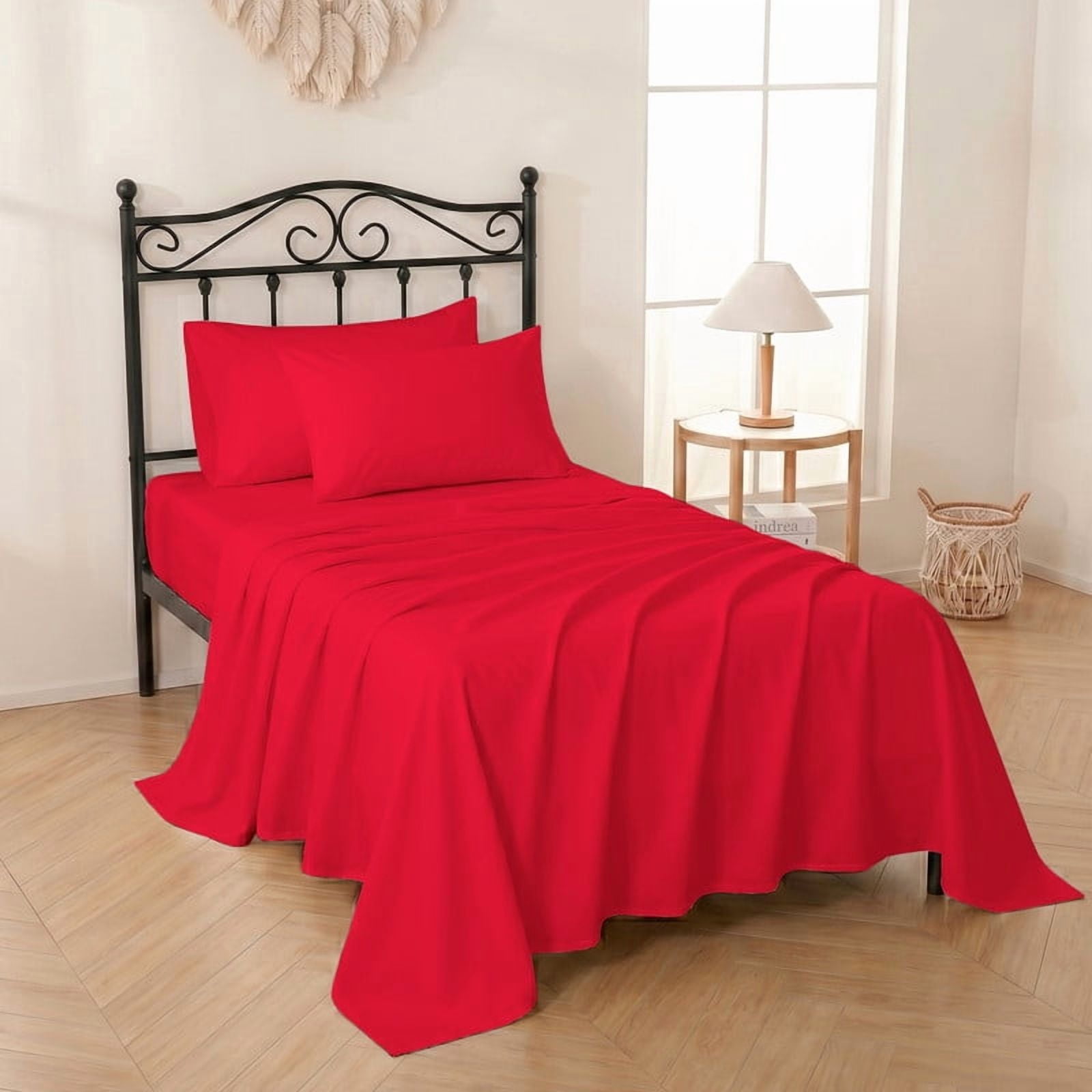 4 Piece Cot Sheet Set Read Solid Size (30 "x 80 "), 100% Egyptian ...
