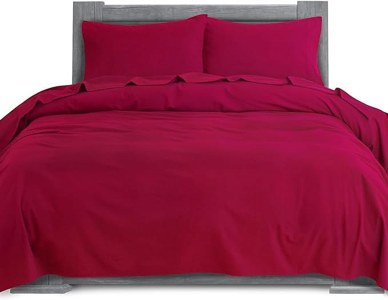 Elegant Comfort, 4-Piece Cotton Flannel Sheet Set, Cali King, Burgundy ...