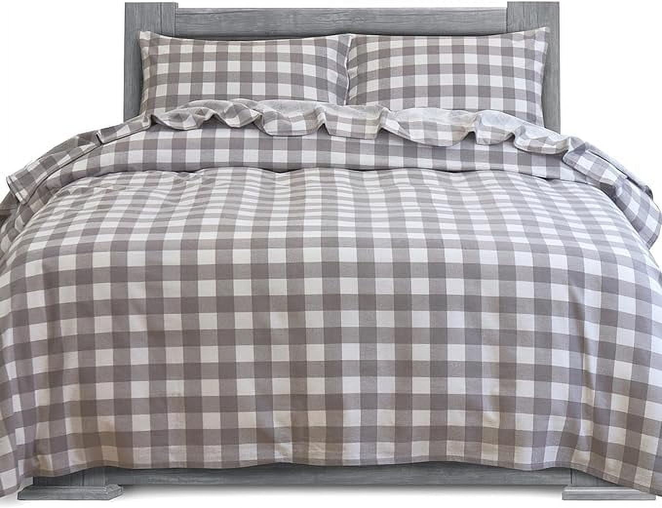 Elegant Comfort 4-Piece Cotton Flannel Sheet Set, Queen, Buffalo Check ...