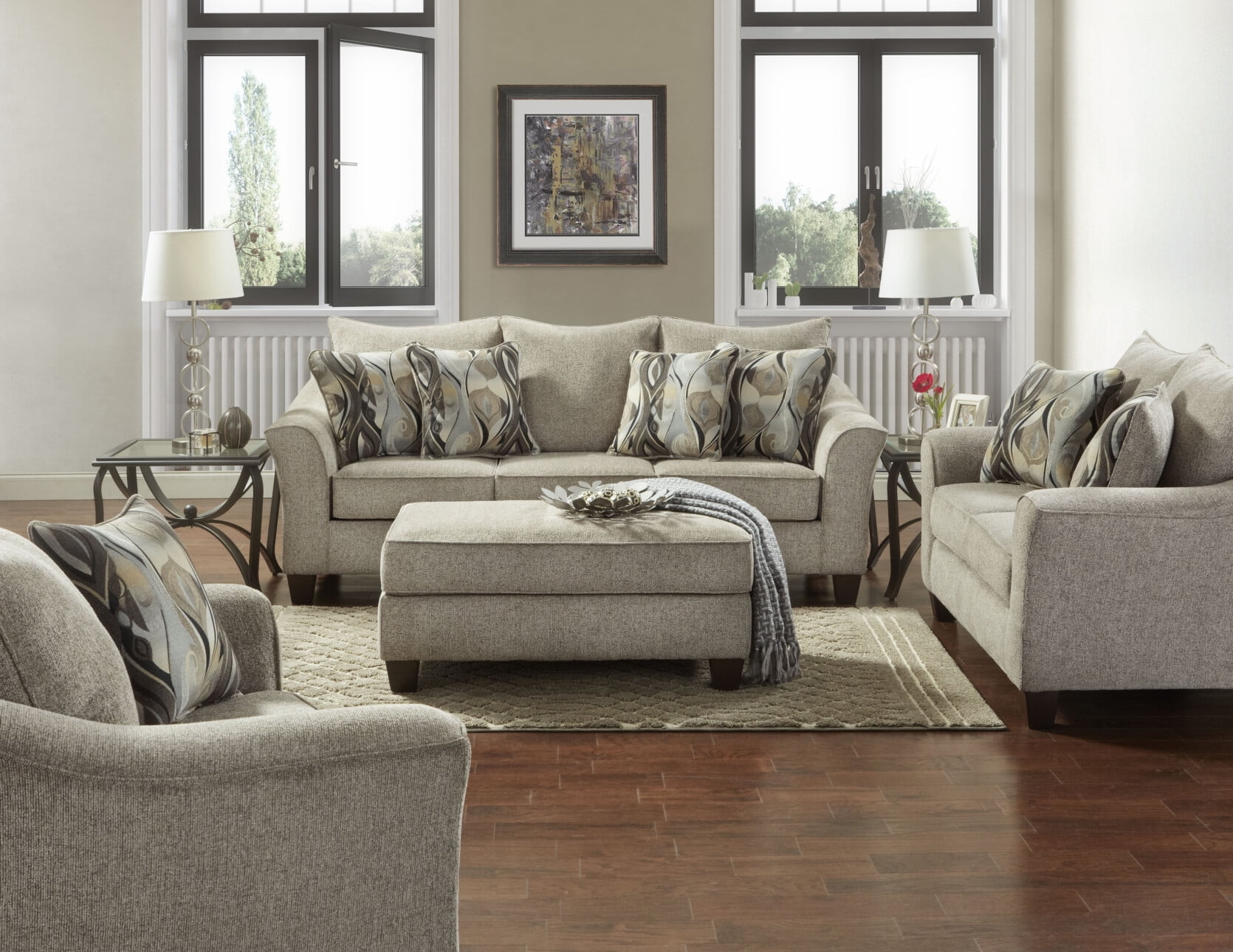 4-Piece Couch Set Includes Sofa, Loveseat, Chair, and Ottoman, Fabric ...