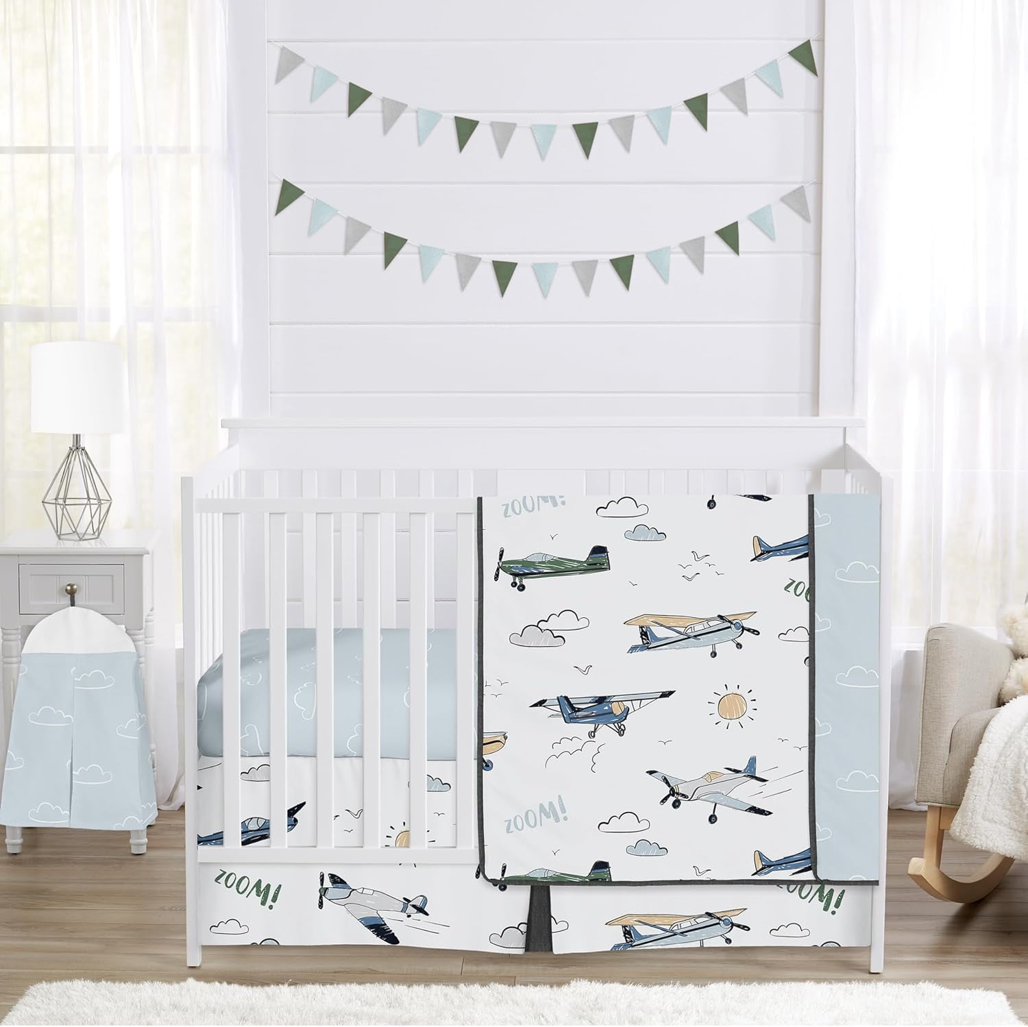 4-Piece Crib Bedding Set with Vintage Airplane Theme for Boys - Walmart.com