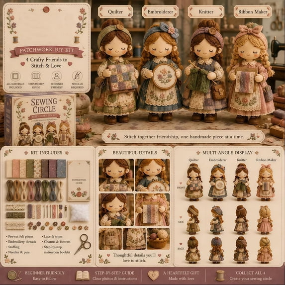 4-Piece DIY Patchwork Fairy Set Craft Kit, Handmade Stitching Dolls for ...