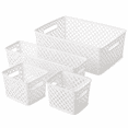 4-Piece Decorative Plastic Storage Basket Set with Cut-Out Handles and ...