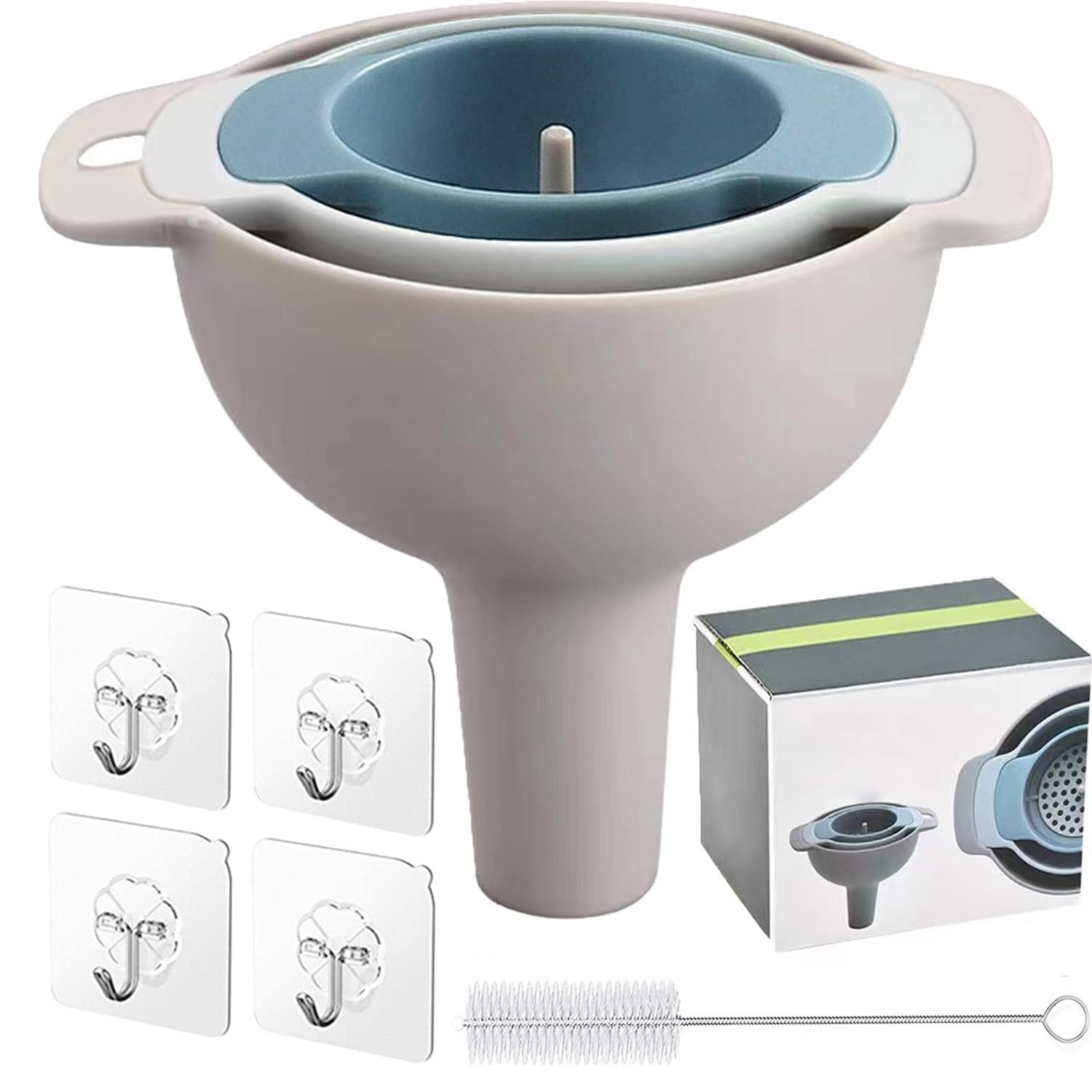 4-Piece Detachable Strainer Funnel Set, BPA-Free Safe Kitchen Funnels ...