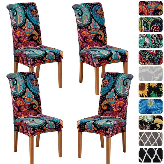 4-Piece Dining Chair Cover Stretch Removable & Washable Kitchen Parsons ...