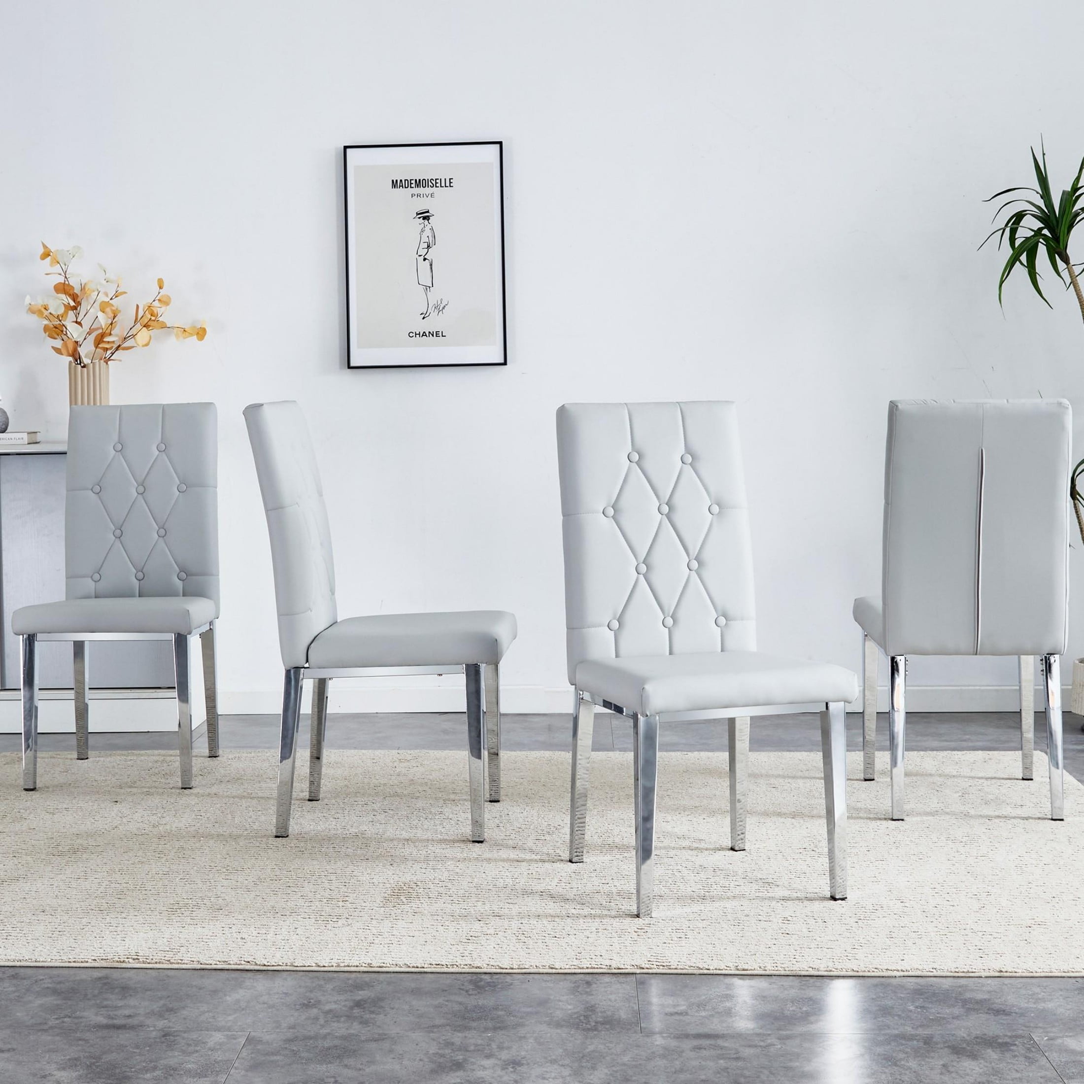4 Piece Dining Chairs.Light Gray Provides A Modern Feel, While The ...
