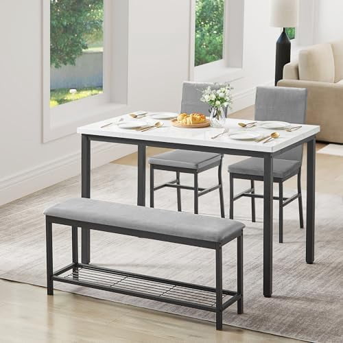 4-Piece Dining Table Set, 47.24-Inch Kitchen Table Set for 4 with ...