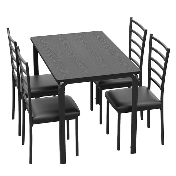 4-Piece Dining Table Set with 4 Cushioned Chairs, Space-Saving Kitchen ...