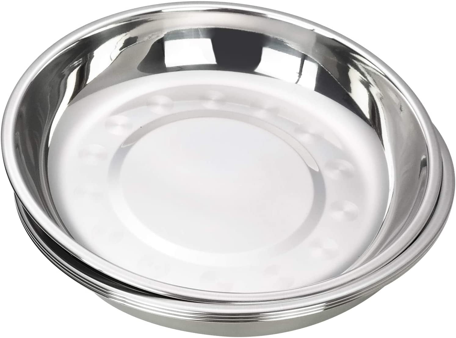 4-Piece Dinner Plates, Stainless Steel Metal Prep Plates Stainless ...