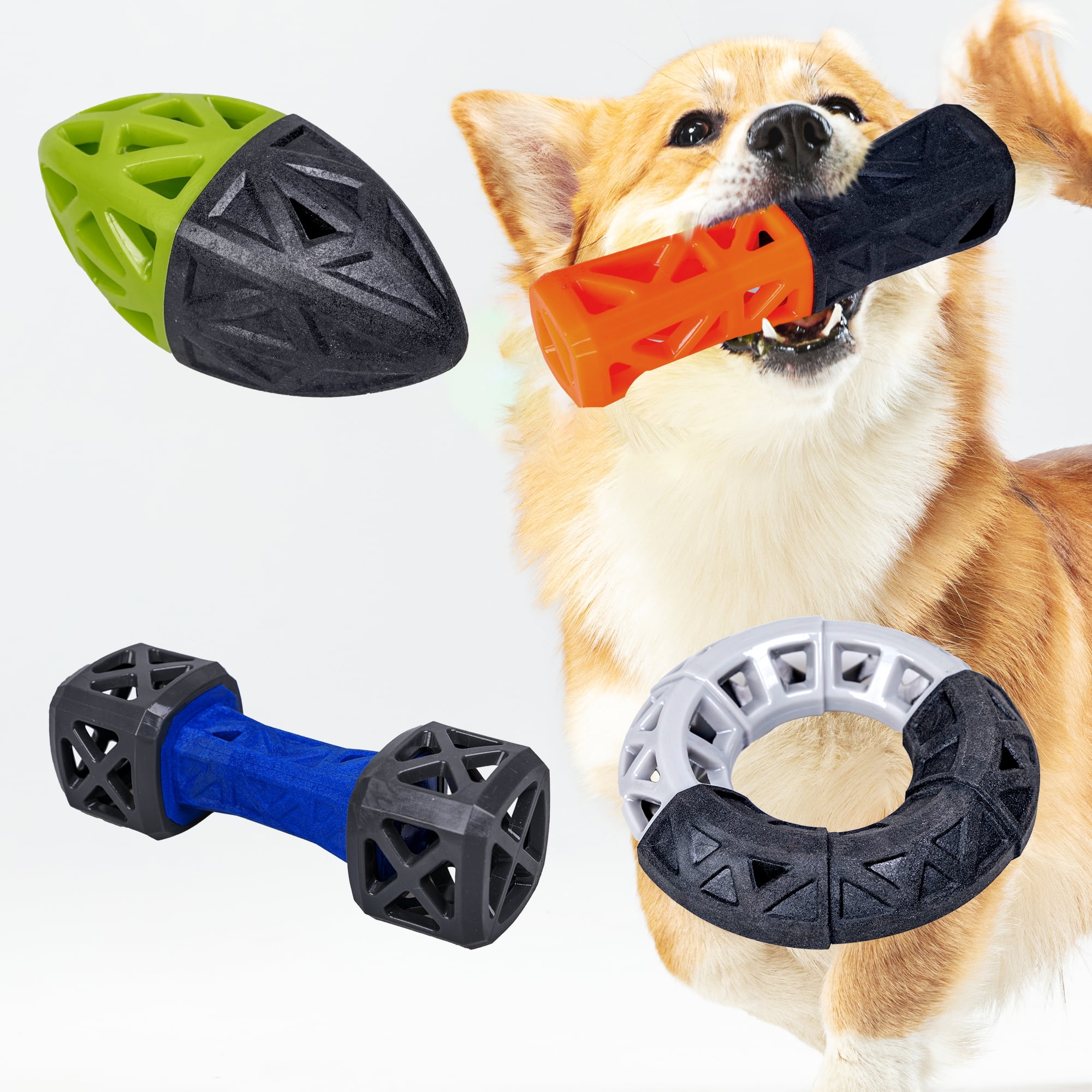 4-Piece Dog Toy Set by BLACK+DECKER | Durable, Crunchy, Floatable, Fillable | Includes a ...