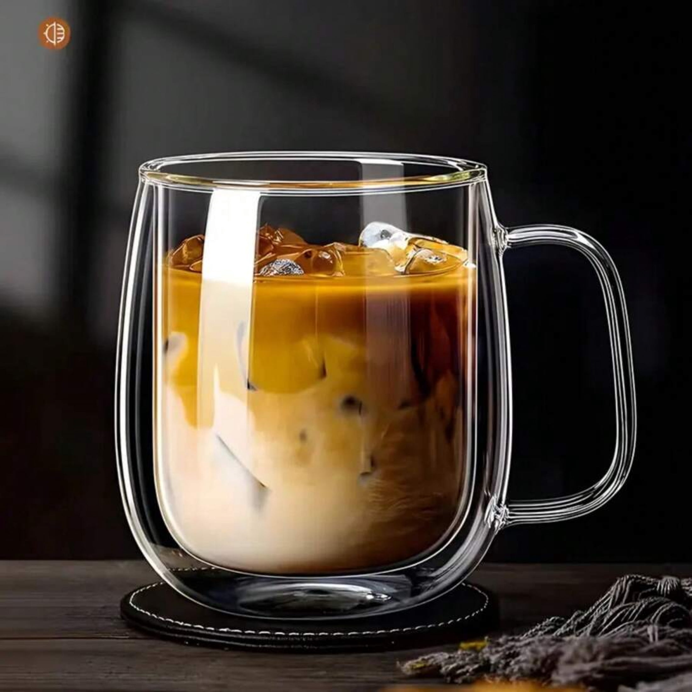 4-Piece Double-Layer Insulated Glass Coffee Mugs with Handle ...