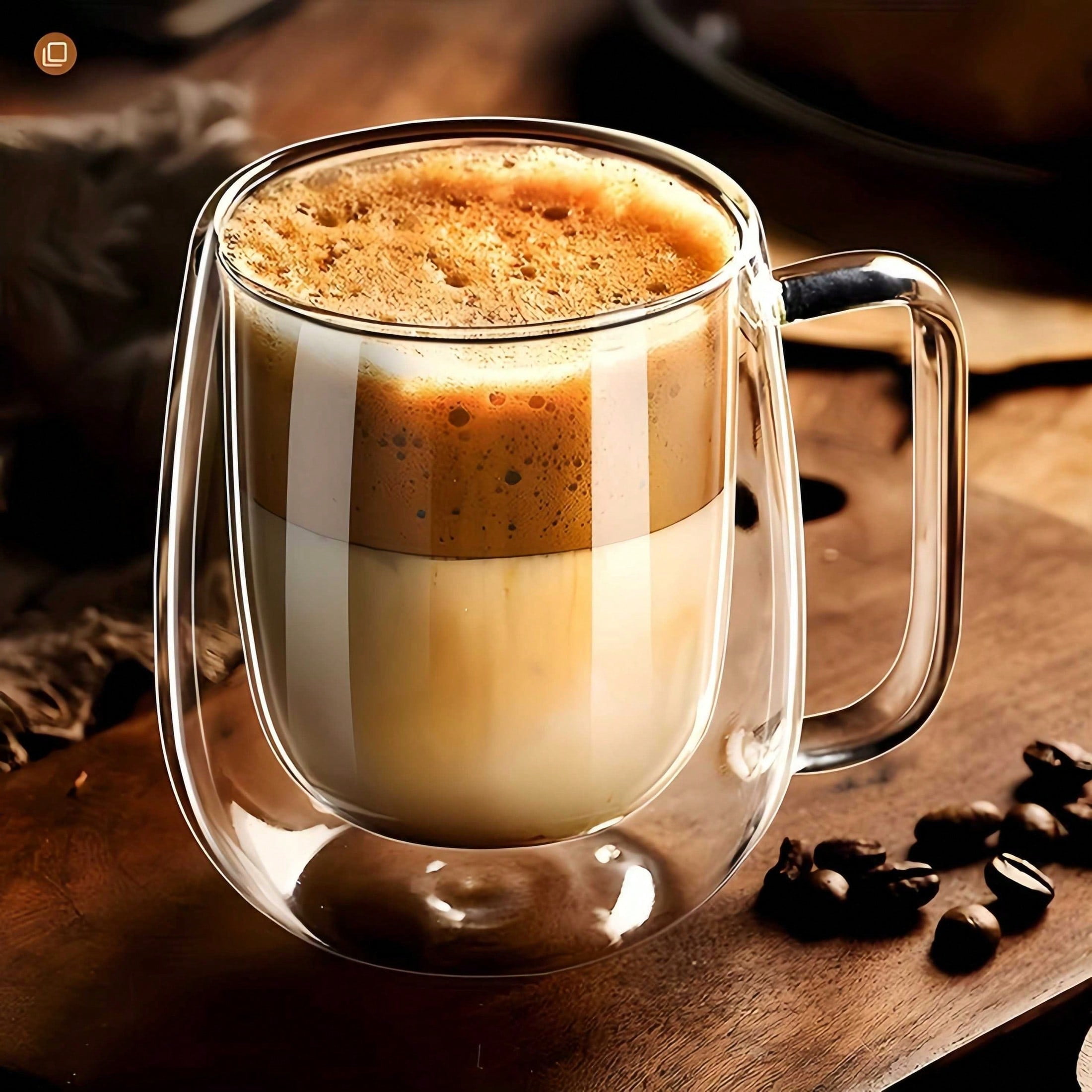 ‌4-Piece Double Wall Glass Coffee Mugs Set | Heat-Resistant Borosilicate Cups with Bamboo Lids ...