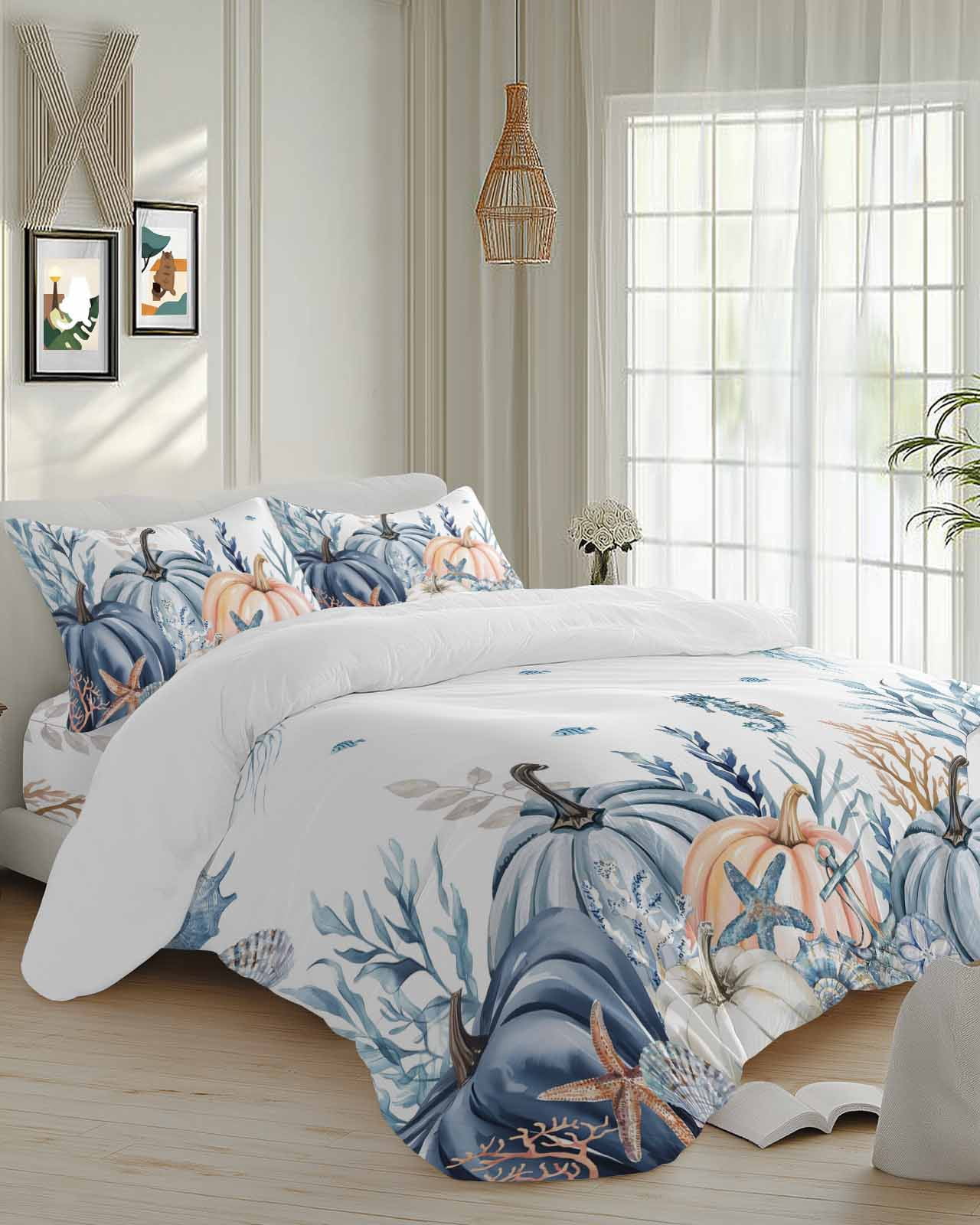 4 Piece Duvet Cover Set Cal king, Abstract Autumn Pumpkin Soft ...