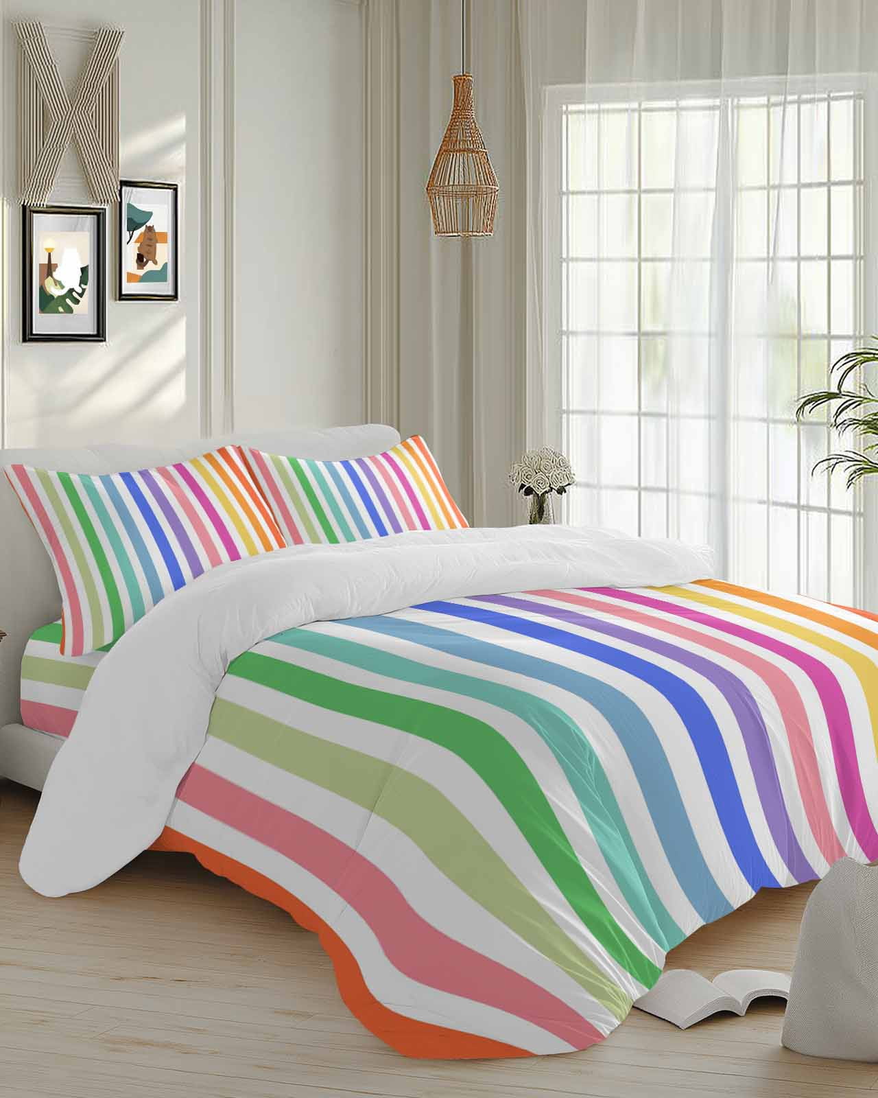 4 Piece Duvet Cover Set Cal king, Abstract Blue Red Yellow Vertical ...