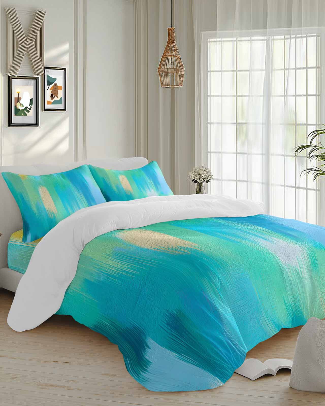4 Piece Duvet Cover Set Cal king, Abstract Gradient Texture Soft ...