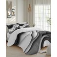 4 Piece Duvet Cover Set Cal king, Abstract Grey White Black Waves Soft ...