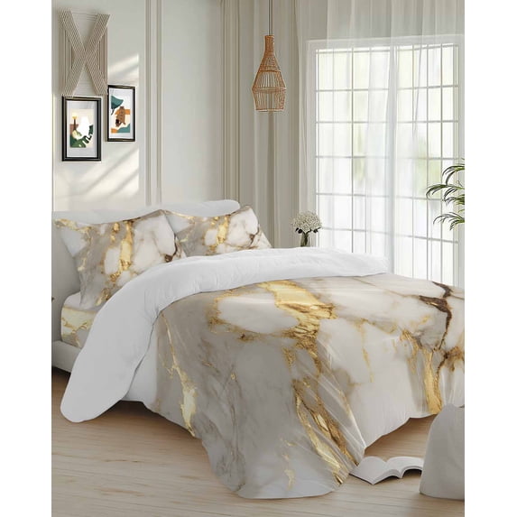 4 Piece Duvet Cover Set Cal king, Abstract Marble Stone Texture Art ...