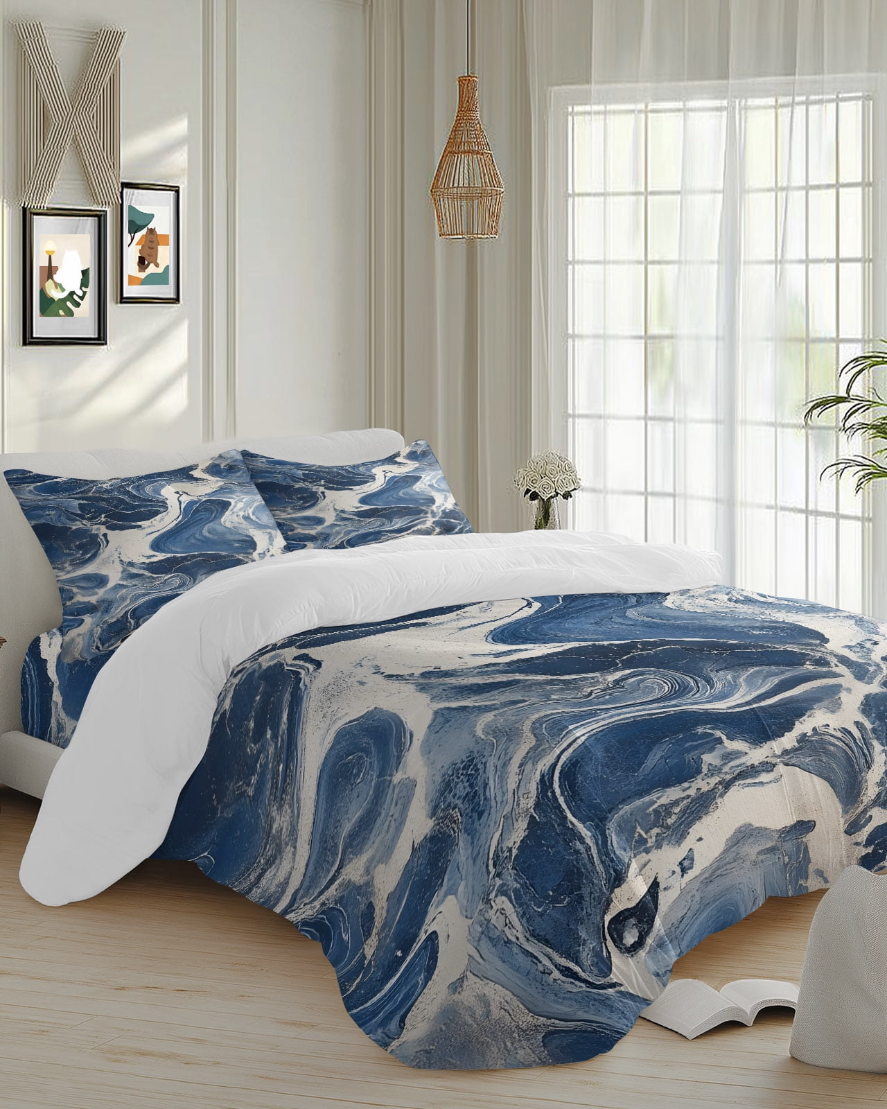 4 Piece Duvet Cover Set Cal king, Abstract Marble Stone Texture Soft ...