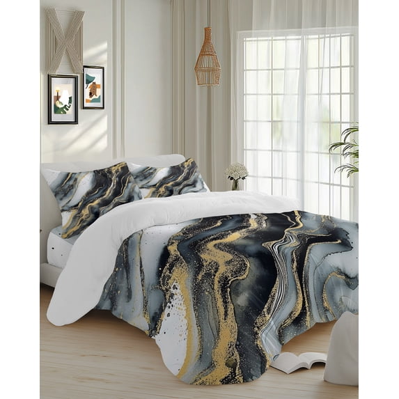 4 Piece Duvet Cover Set Cal king, Abstract Marble Texture Art Soft ...