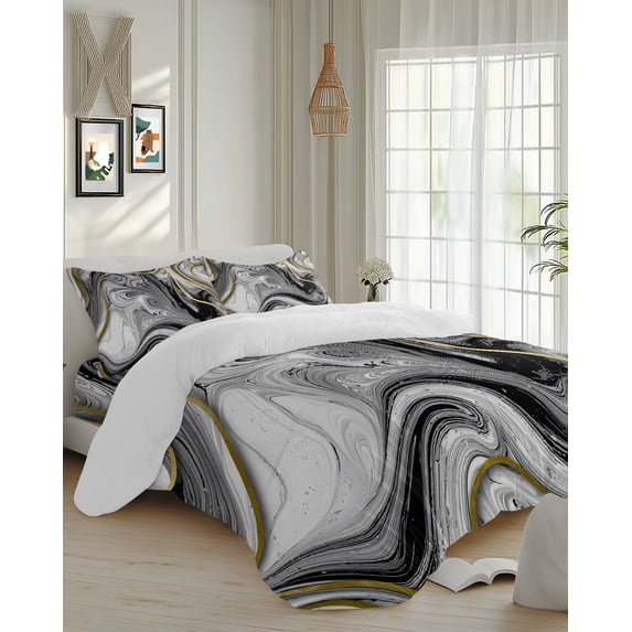 4 Piece Duvet Cover Set Cal king, Abstract Marble Texture Soft ...