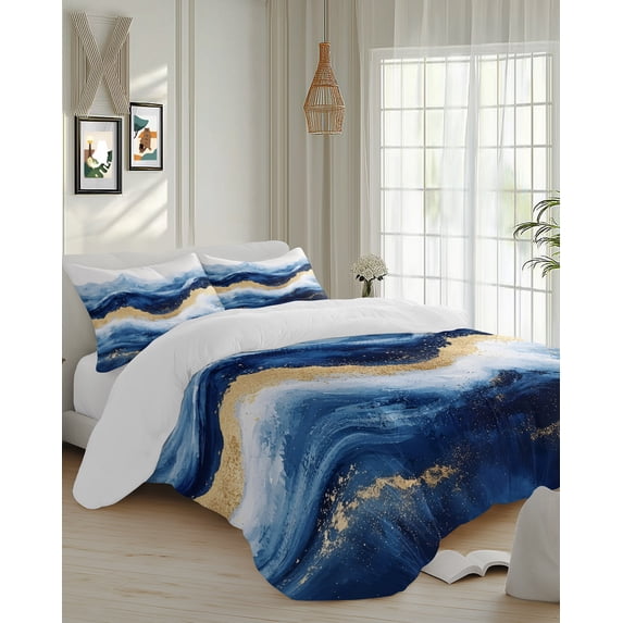 4 Piece Duvet Cover Set Cal king, Abstract Ocean Rough Sea Soft ...