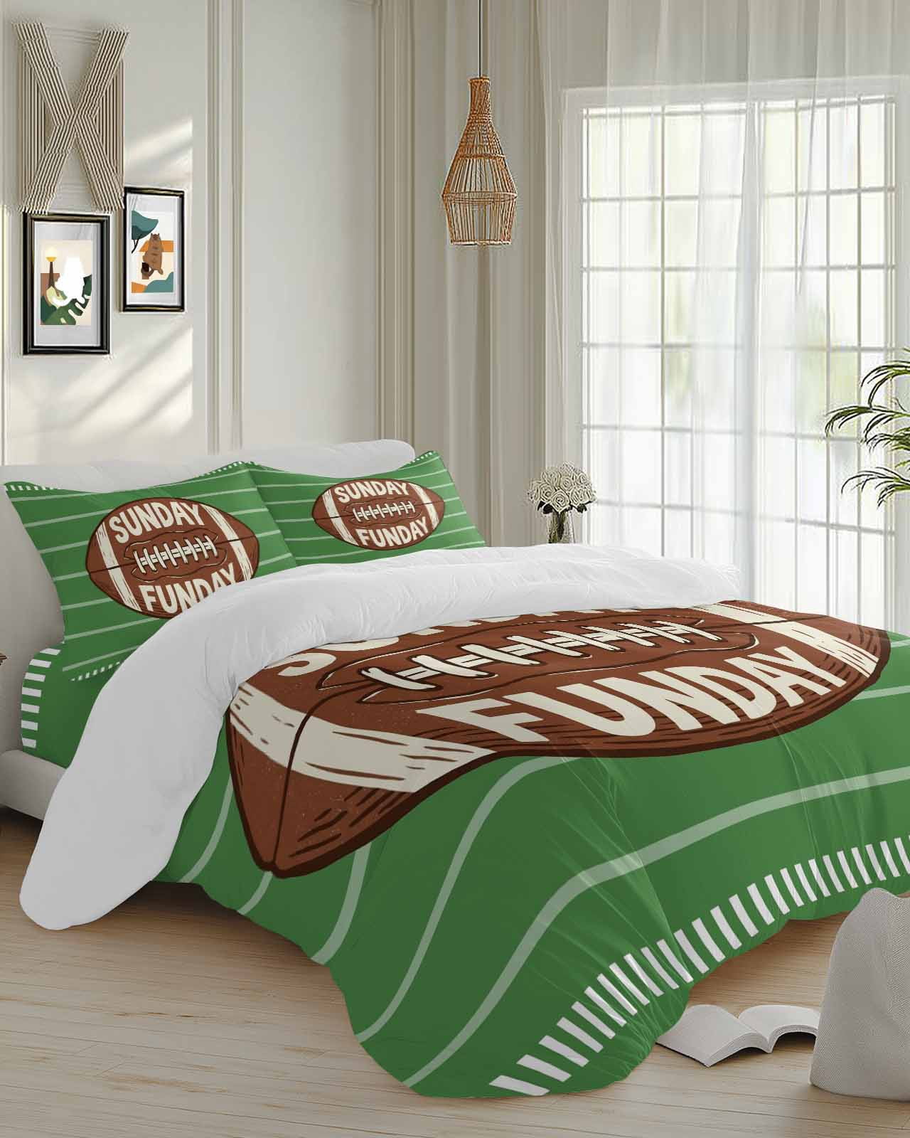 4 Piece Duvet Cover Set Cal king, American Rugby Ball Soft Breathable ...