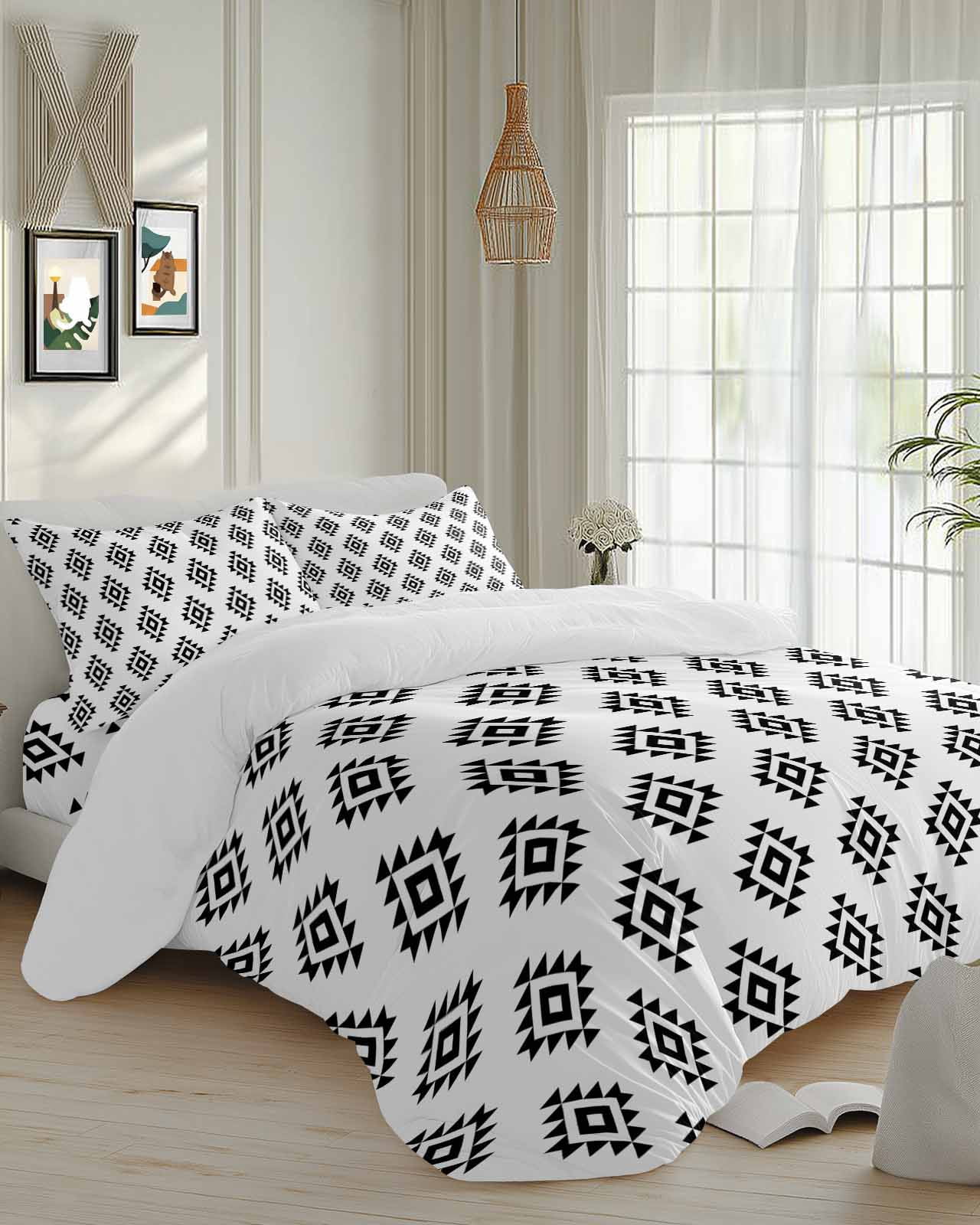 4 Piece Duvet Cover Set Cal king, Aztec Tribal Pattern Soft Breathable ...