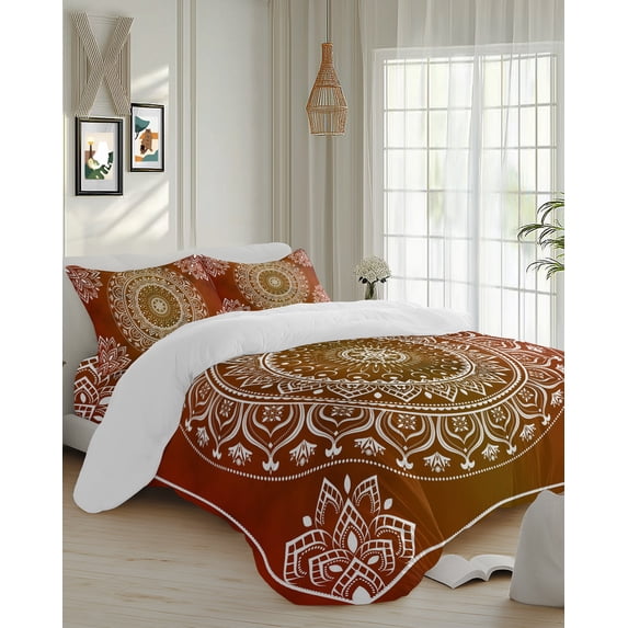 4 Piece Duvet Cover Set Cal king, Boho Ethnic Traditional Style Soft ...