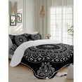 4 Piece Duvet Cover Set Cal king, Boho Flower Black White Stripe Soft ...
