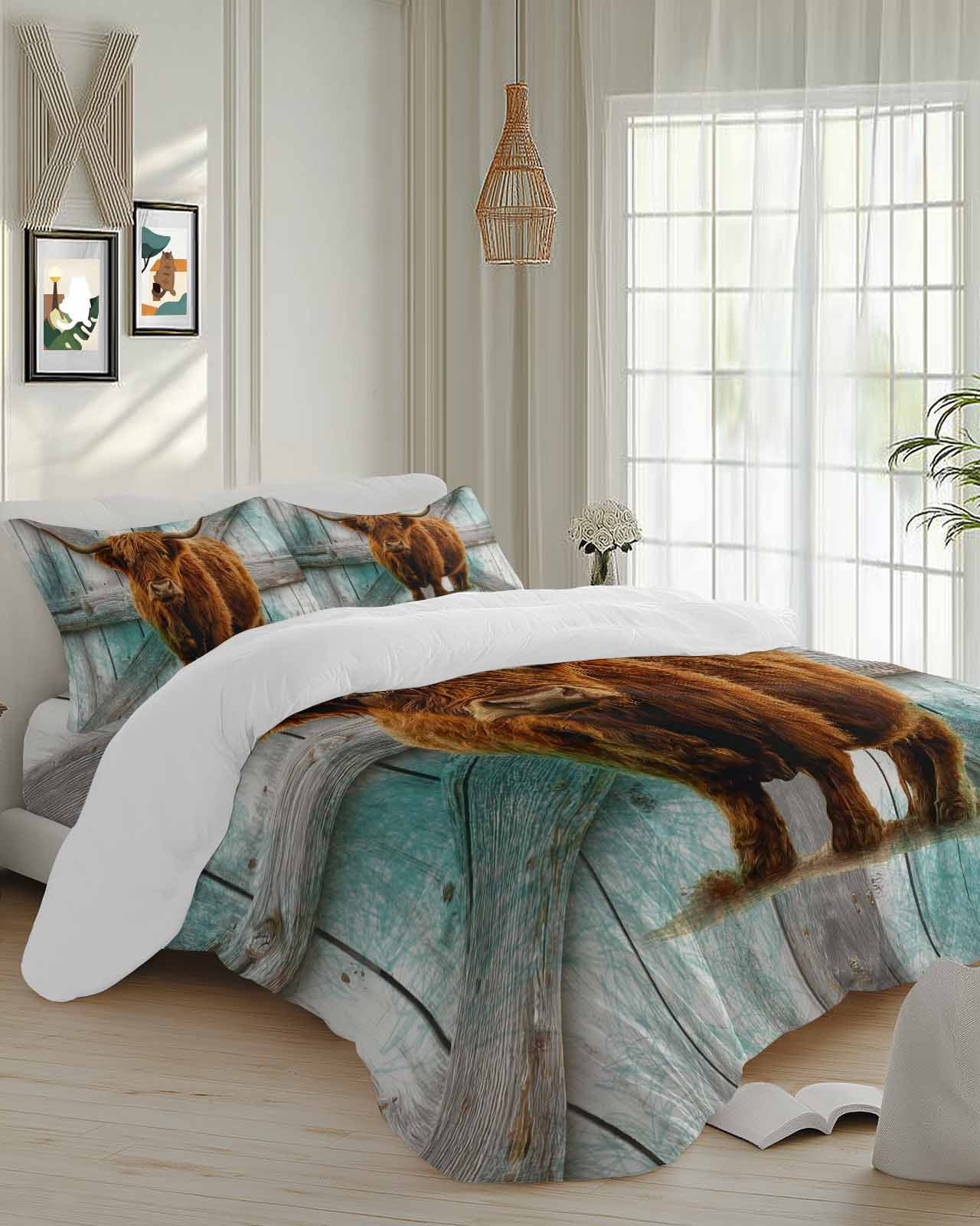 4 Piece Duvet Cover Set Cal king, Classic Highland Cow Portrait Soft ...